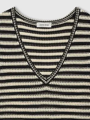 ANINE BING Lowen Striped V-neck Vest