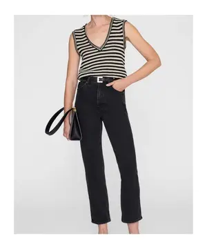 ANINE BING Lowen Striped V-neck Vest