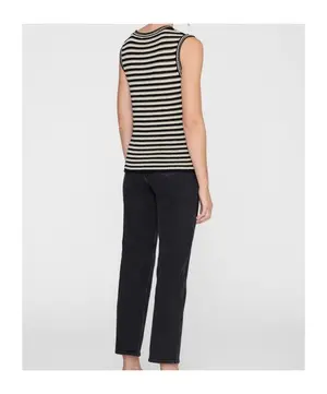 ANINE BING Lowen Striped V-neck Vest