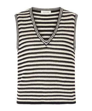 ANINE BING Anine Bing Lowen Striped V-Neck Vest White/black