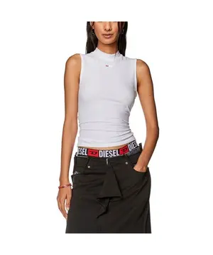 DIESEL® Mock Neck Ribbed Tank Top - White