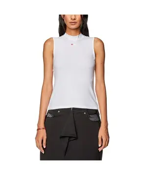 DIESEL® Mock Neck Ribbed Tank Top - White