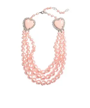 Valentino Garavani Coeur Hyperbole Necklace In Metal, Resin, And Crystals - Pink