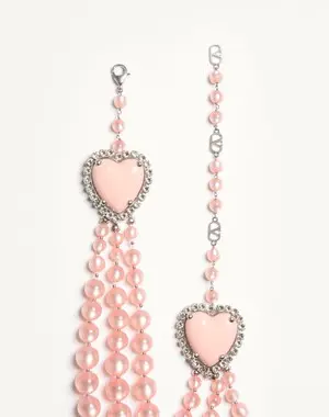 Valentino Garavani Coeur Hyperbole Necklace In Metal, Resin, And Crystals