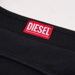 DIESEL® Ribbed Spaghetti Strap Top With Oval D Logo - Black