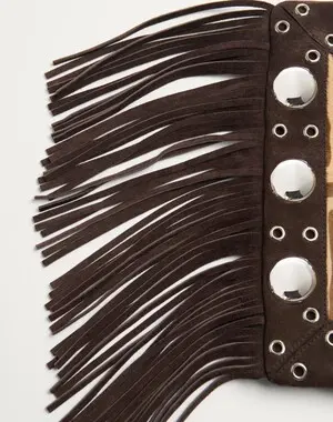 Valentino Garavani Nelli Côte Shoulder Bag In Animalier Pony Effect Calfskin With Fringes