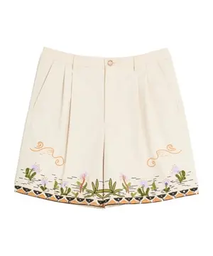 Valentino Garavani Bermuda Shorts With Floral Embroidery And Jacquard Trim