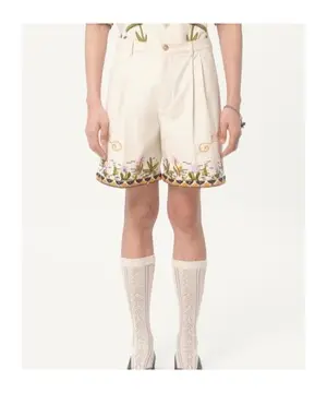 Valentino Garavani Bermuda Shorts With Floral Embroidery And Jacquard Trim