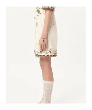 Valentino Garavani Bermuda Shorts With Floral Embroidery And Jacquard Trim