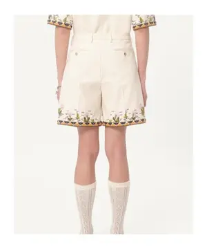 Valentino Garavani Bermuda Shorts With Floral Embroidery And Jacquard Trim