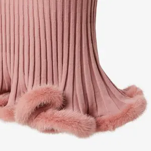 Fendi Ribbed-knit Midi Dress With Mink Trim