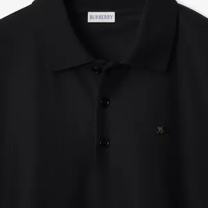 Burberry Evan Logo Piqué Polo Shirt - Black