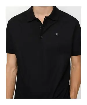 Burberry Evan Logo Piqué Polo Shirt - Black