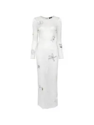 LESLIE AMON Sea Shell-patch Maxi Dress