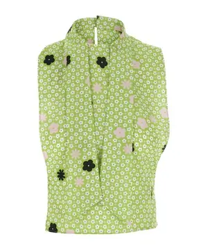 MAISON MARGIELA Sleeveless Floral Scarf Detail Top - Green/rose