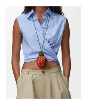 Loewe Sleeveless Cotton Shirt With Asymmetrical Hem And Monogram Embroidery