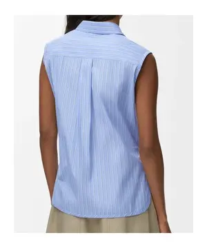 Loewe Sleeveless Cotton Shirt With Asymmetrical Hem And Monogram Embroidery