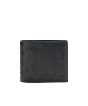 Bottega Veneta Intrecciato Bi-fold Wallet With Coin Purse - Black