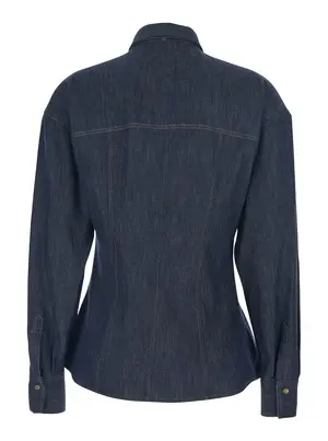 Brunello Cucinelli Lightweight Denim Pussybow Shirt - Blue