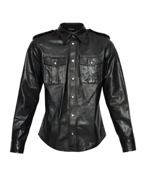 Dsquared2 Chest Pocket Leather Shirt