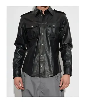 Dsquared2 Chest Pocket Leather Shirt