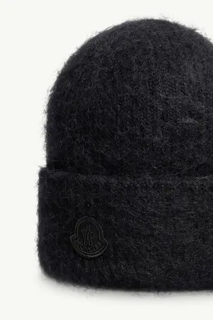 Moncler Mohair Wool Blend Beanie - Black