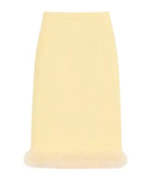 Valentino Garavani Crepe Couture Midi Skirt With Feather Embellishments - Poussin