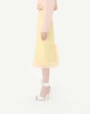 Valentino Garavani Crepe Couture Midi Skirt With Feather Embellishments - Poussin