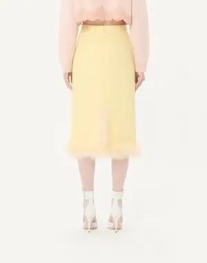 Valentino Garavani Crepe Couture Midi Skirt With Feather Embellishments - Poussin