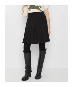 Burberry Pleated Wool Blend Midi Skirt