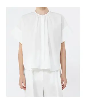 Max Mara Gathered Round Neck Short Sleeve Blouse