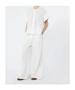 Max Mara Gathered Round Neck Short Sleeve Blouse