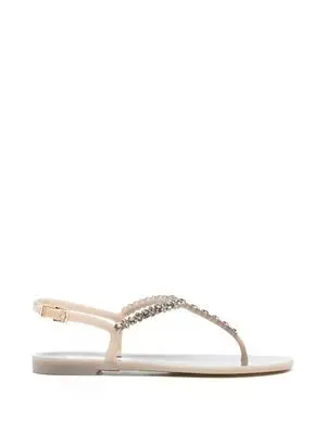 Menghi Crystal Embellished Sandals - Neutrals