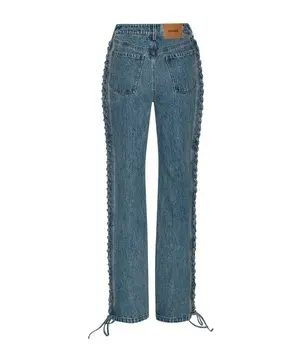 ROTATE BY BIRGER CHRISTENSEN Laced Straight-leg Jeans - Blue