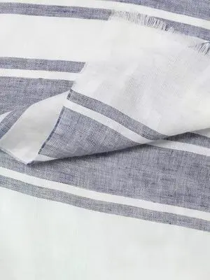 Brunello Cucinelli Striped Frayed-edge Linen Scarf