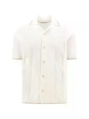 Brunello Cucinelli Cable-knit Short-sleeve Shirt - Neutrals