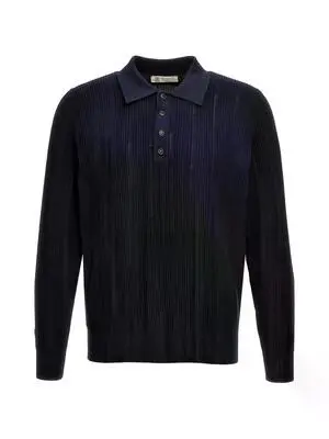 Brunello Cucinelli Ribbed-knit Polo Sweater - Blue