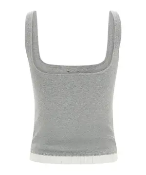 ENTIRE STUDIOS Ribbed Square Neck Tank Top - Gray