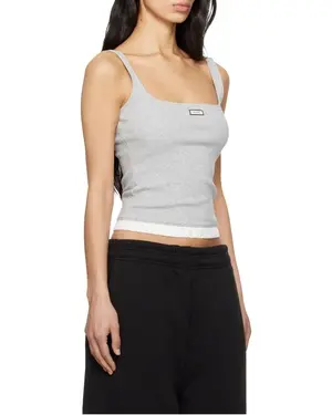 ENTIRE STUDIOS Ribbed Square Neck Tank Top - Gray