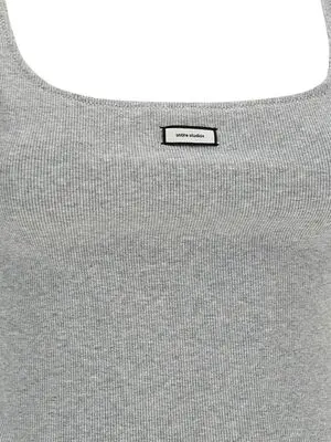 ENTIRE STUDIOS Ribbed Square Neck Tank Top - Gray