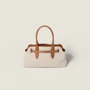 Miu Miu Canvas And Leather Top Handle Bag