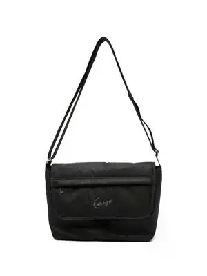 Kenzo Logo Embroidered Messenger Bag - Black