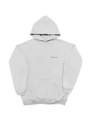 Balenciaga Bb Corp Logo Embroidered Hoodie - Grey