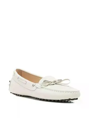 SERGIO MORETTI FIRENZE Pebbled Leather Loafers With Bow Detail - Neutrals