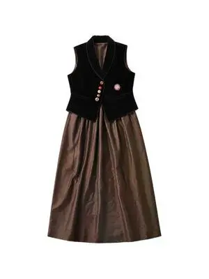 COMMUNS Velvet-panelled Shawl-lapel Jacket - Brown