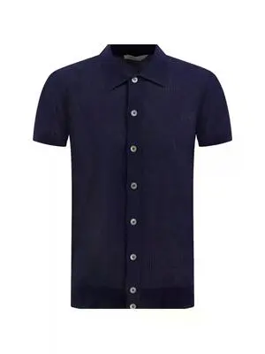 GRAN SASSO Open-knit Short-sleeved Shirt - Blue