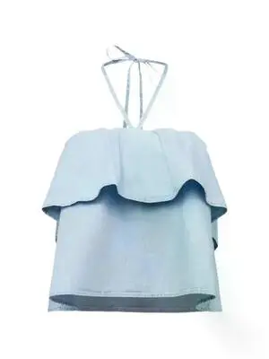 DRYKORN Halterneck Blouse With Ruffled Detailing - Blue