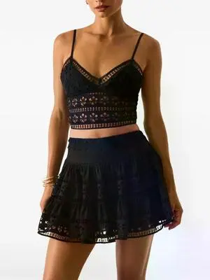 Charo Ruiz Ibiza Lea Lace-trimmed Tiered Mini Skirt - Black