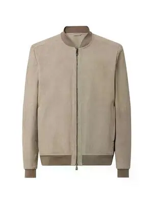 Corneliani Suede Zip-up Bomber Jacket - Neutrals