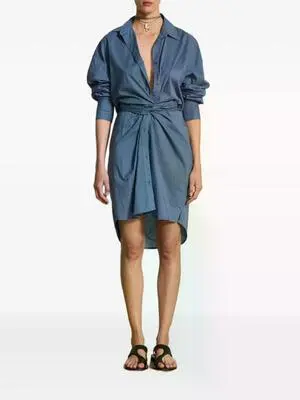 Mare Di Latte Lily Tie-waist Midi Shirt Dress - Blue